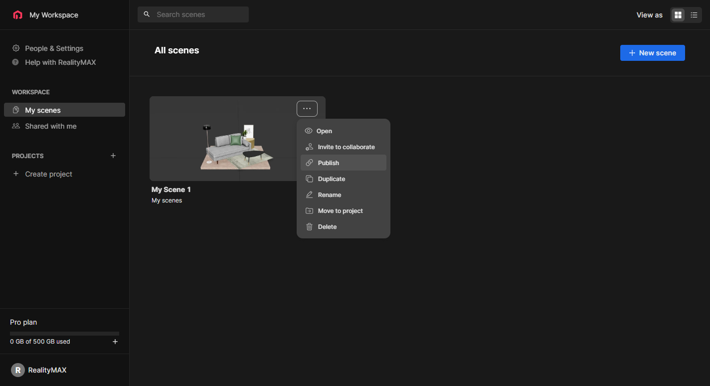 How to share a scene via QR code
